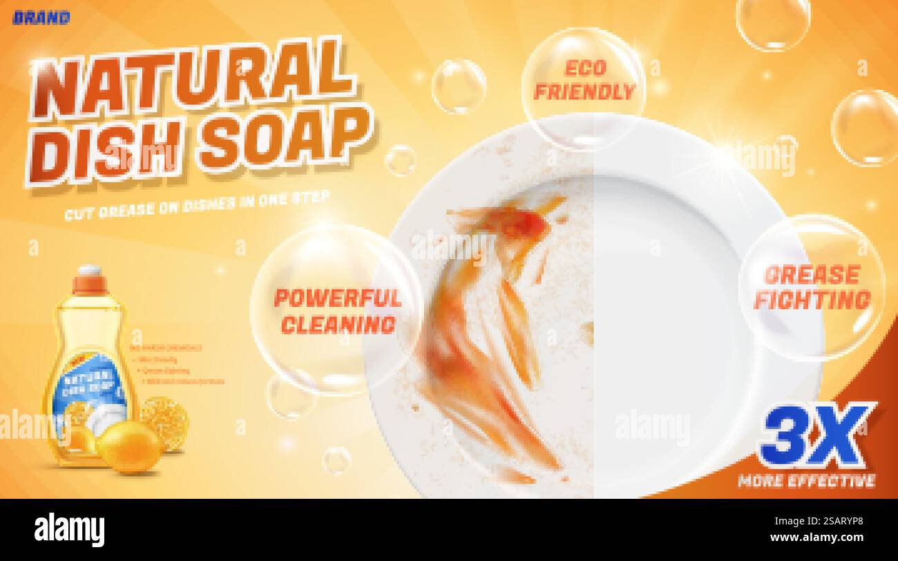 Ad template for natural dish soap, with before and after cleaning ...