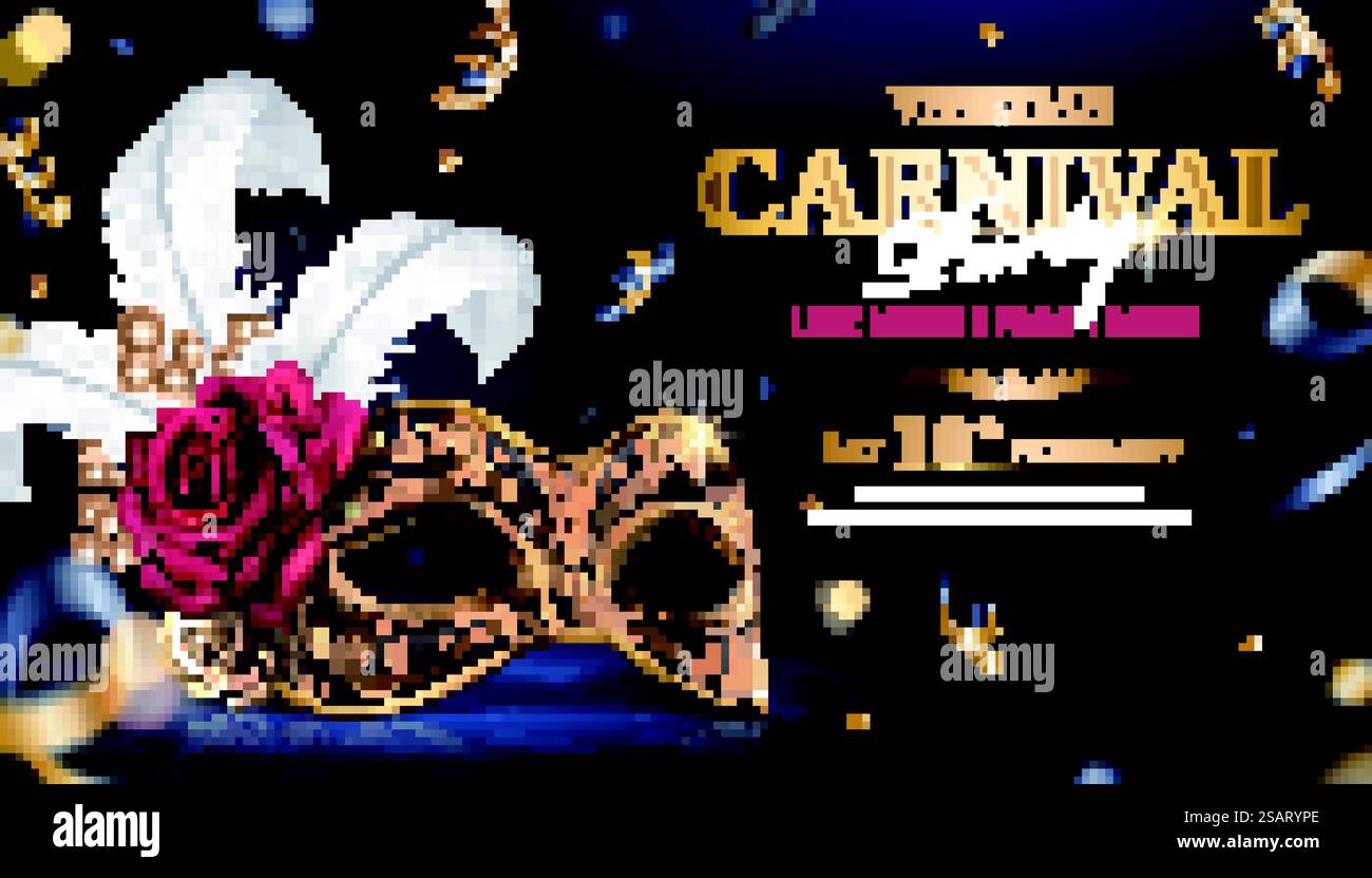 Venetian carnival banner with luxurious mask and streamers in 3d ...