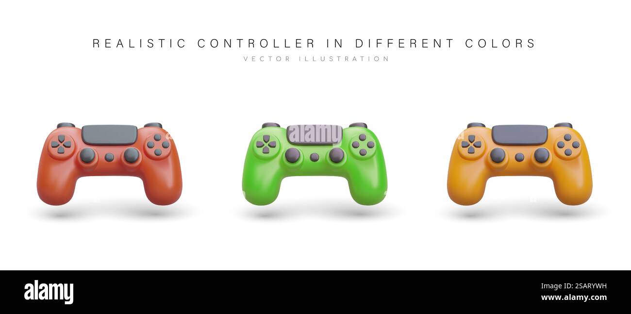 Set of modern game controllers. Realistic image of computer device ...