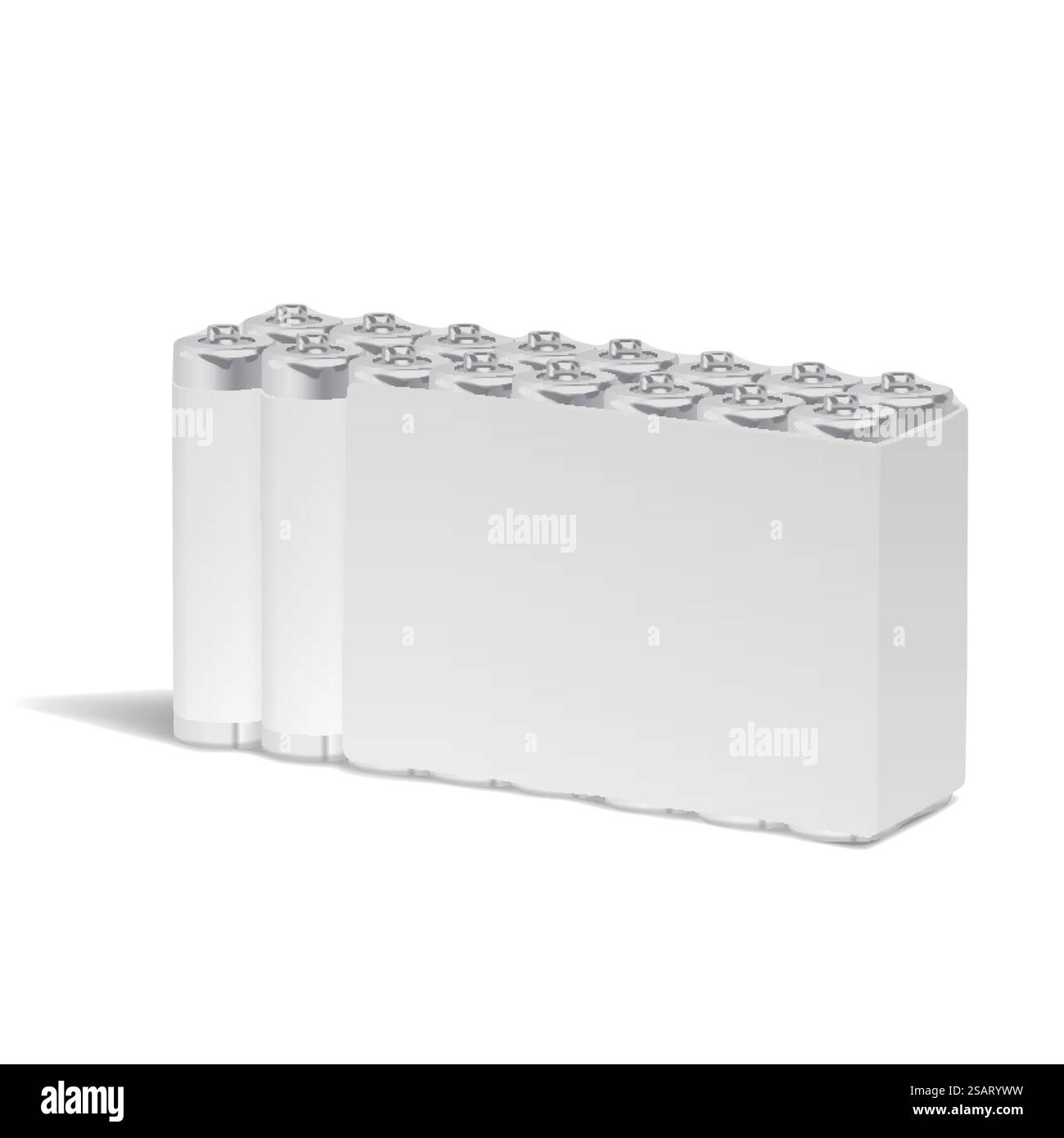 pack of blank batteries isolated on white background. blank batteries ...