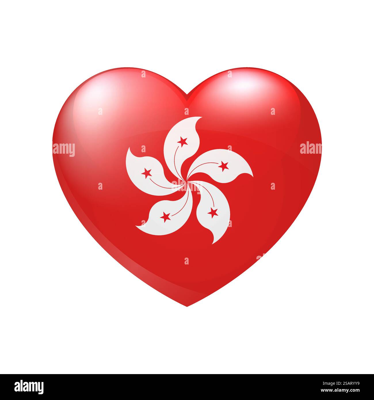 Hong Kong flag in heart. Vector Hongkong emblem icon. Country love ...