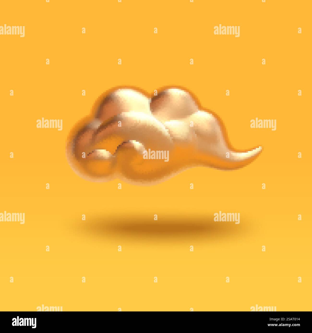 3d illustration of matt gold auspicious cloud. Asian festival element ...