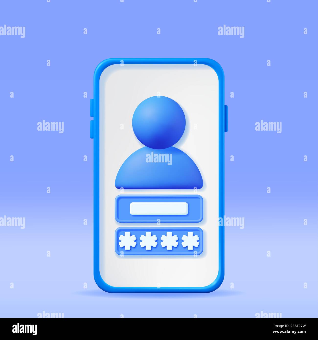3d User Login Form Page In Smartphone Render Password Hidden Stars In