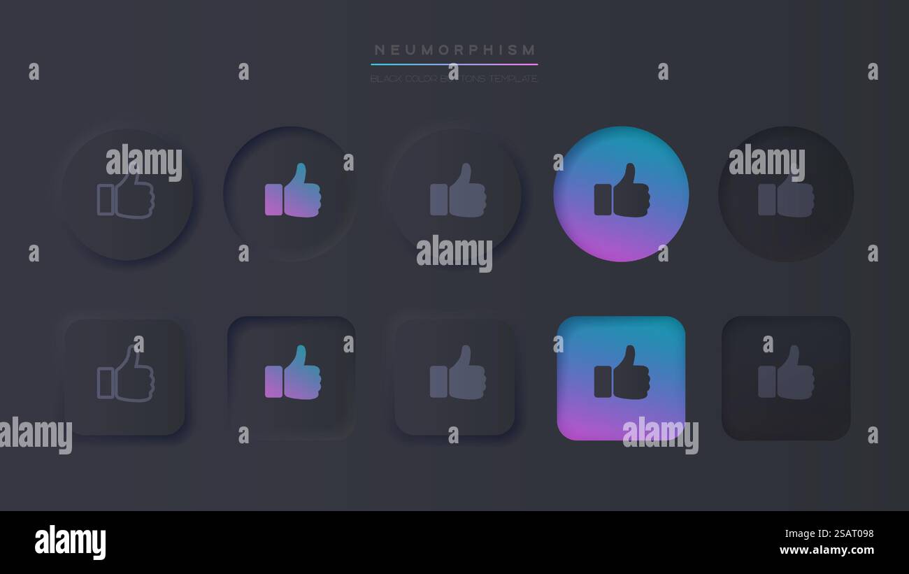 Vector black like button set. Thumb up icon. Ready like button for ...