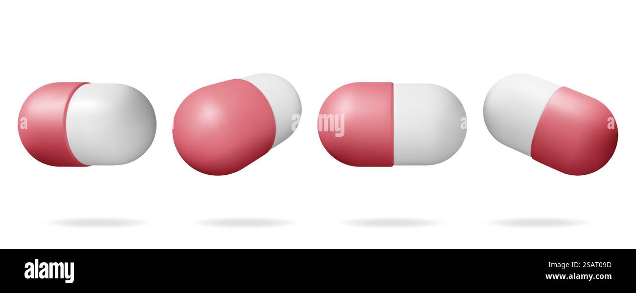 3D Classic Capsule Pills from Different Angles Collection. Render ...