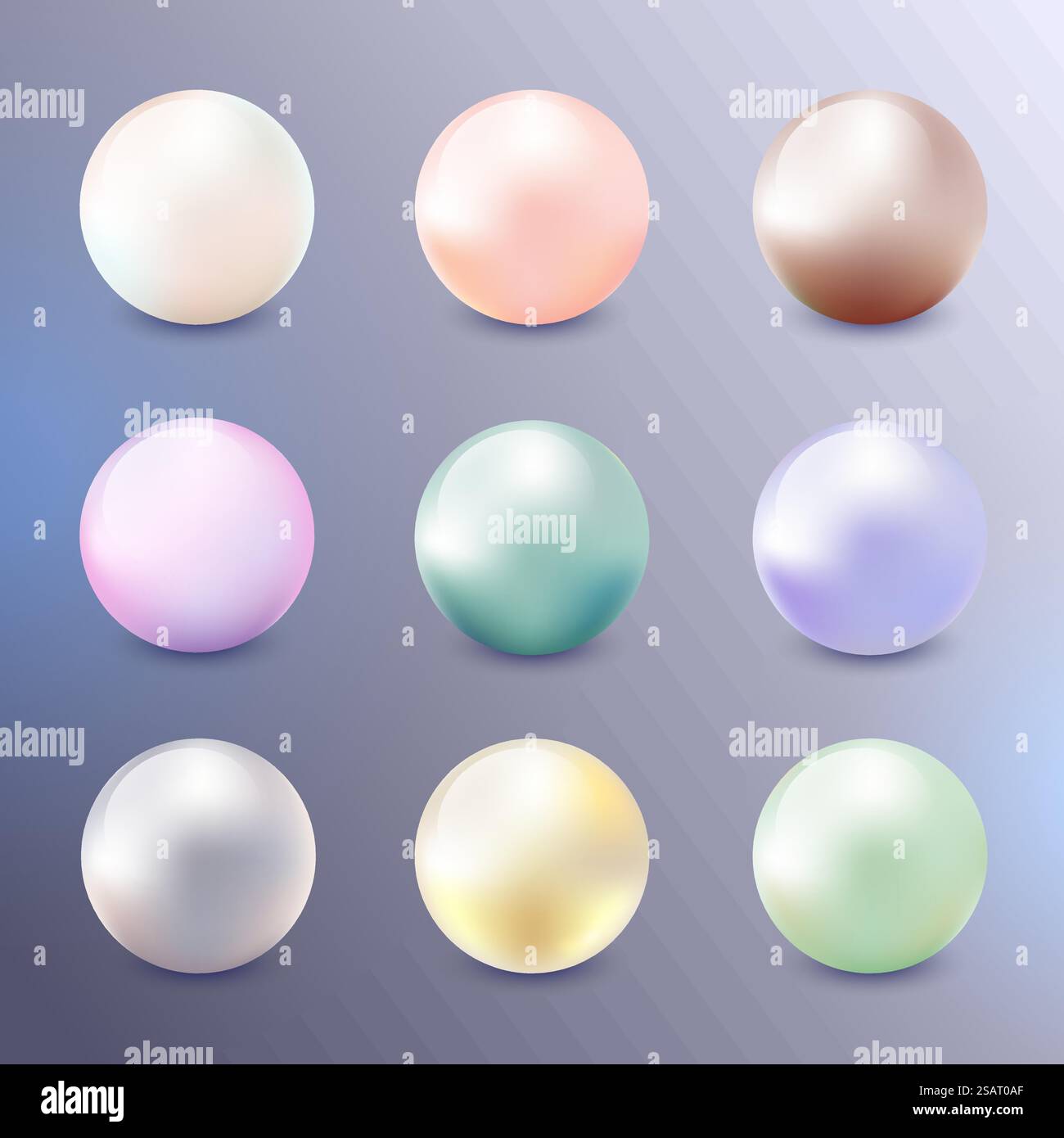 Vector pearls set. Realistic 3d glossy balls collection. Isolated ...