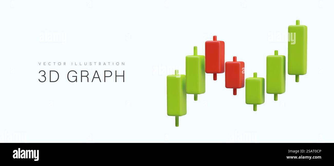 Stock trading. Financial market. Japanese candlestick chart. Stock 3D ...