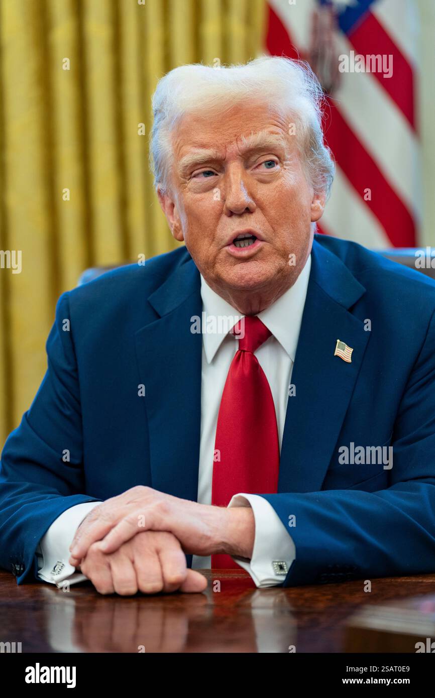 United States President Donald Trump signs two executive orders in the ...