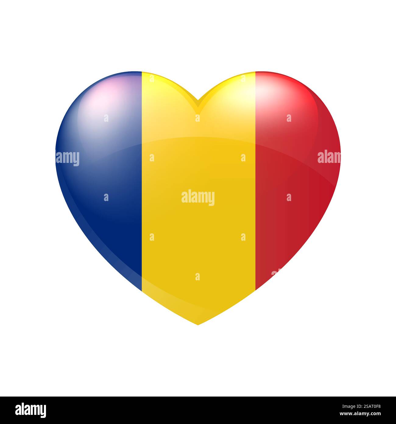 Romania flag in heart. Vector emblem icon. Country love symbol ...