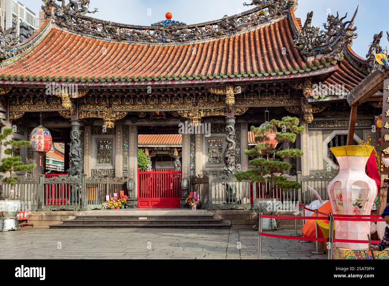 Longshan Temple detailed architecture building located in downtown ...