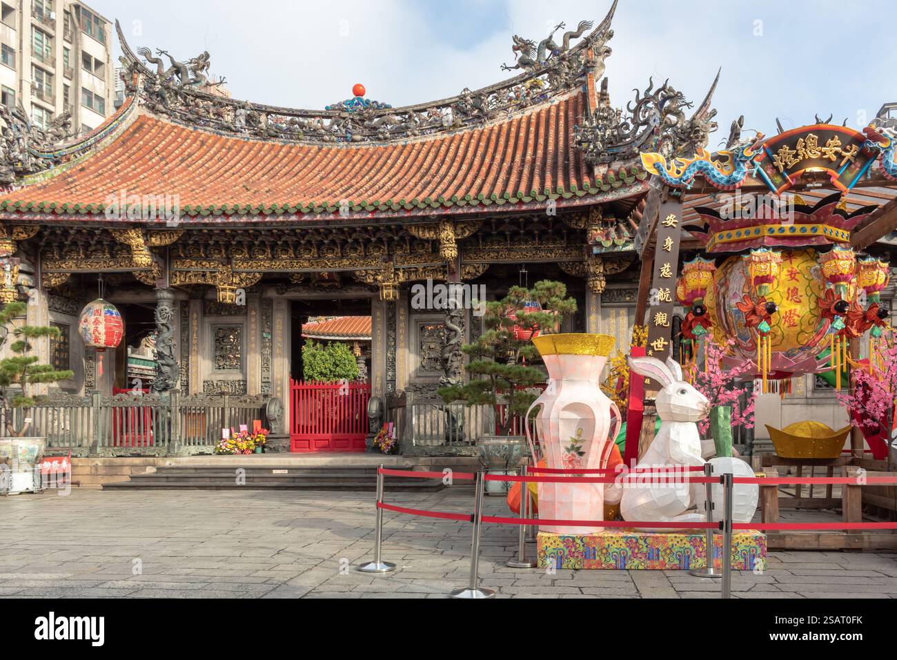 Longshan Temple detailed architecture building located in downtown ...