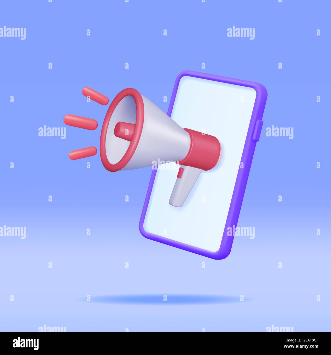 3D Megaphone in Smartphone Isolated. Render Plastic Megaphone Realistic ...