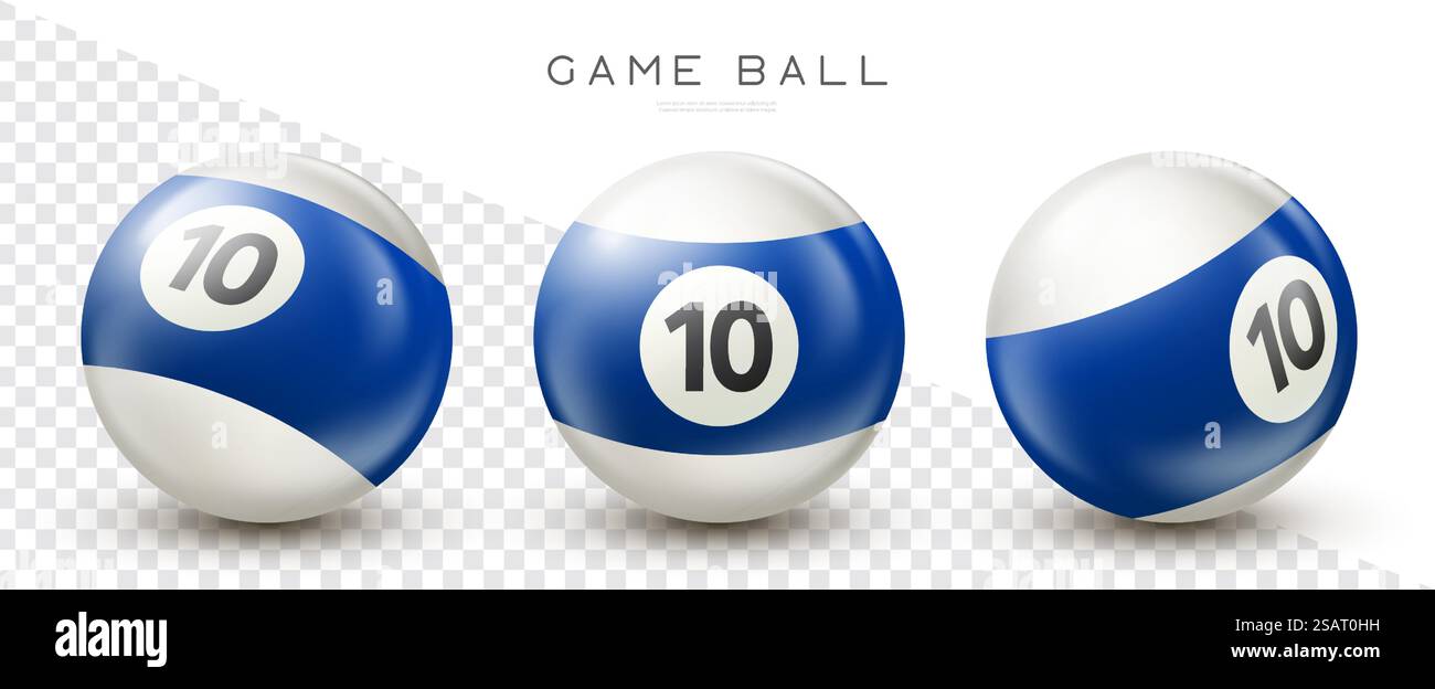 Billiard, blue pool ball with number 10 Snooker or lottery ball on ...