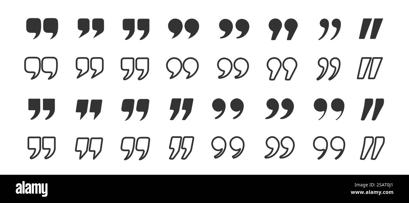 Set of quotation marks. Texting quote boxes. Quotes icon vector sign ...