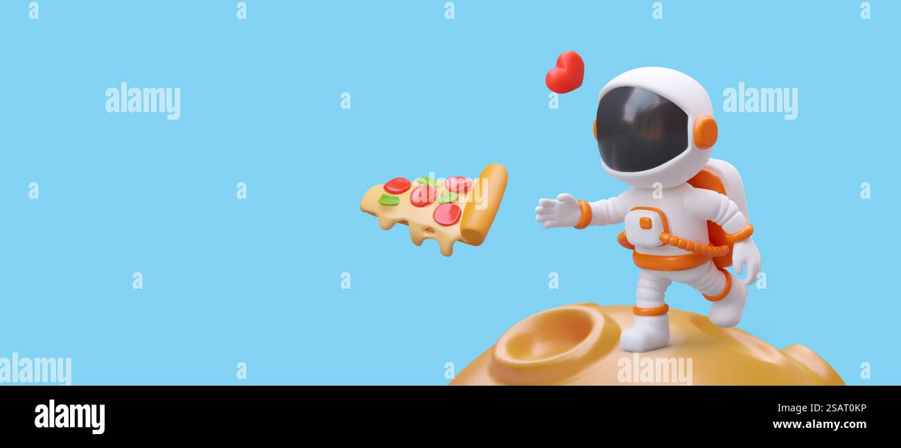 Astronaut catches slice of pizza in outer space. Advertisement of ...