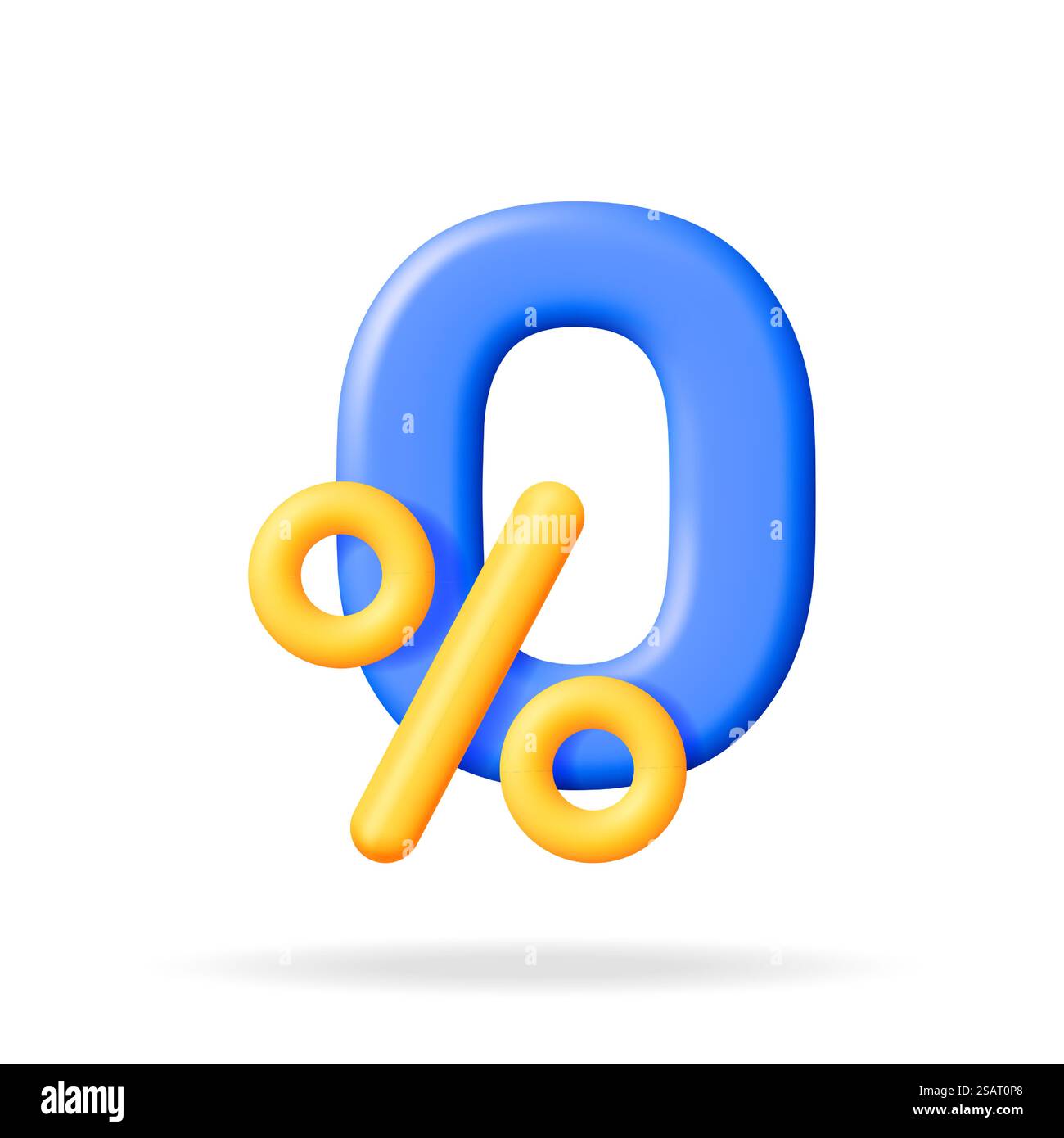 3D Realistic Zero Percent Sign Icon Isolated. Render Money, Finance or ...