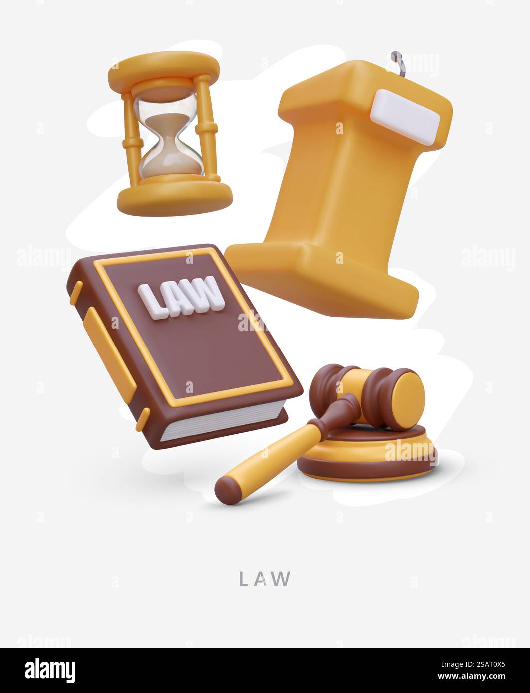 Set of judicial system symbols 3d tribune with microphone hi-res stock ...