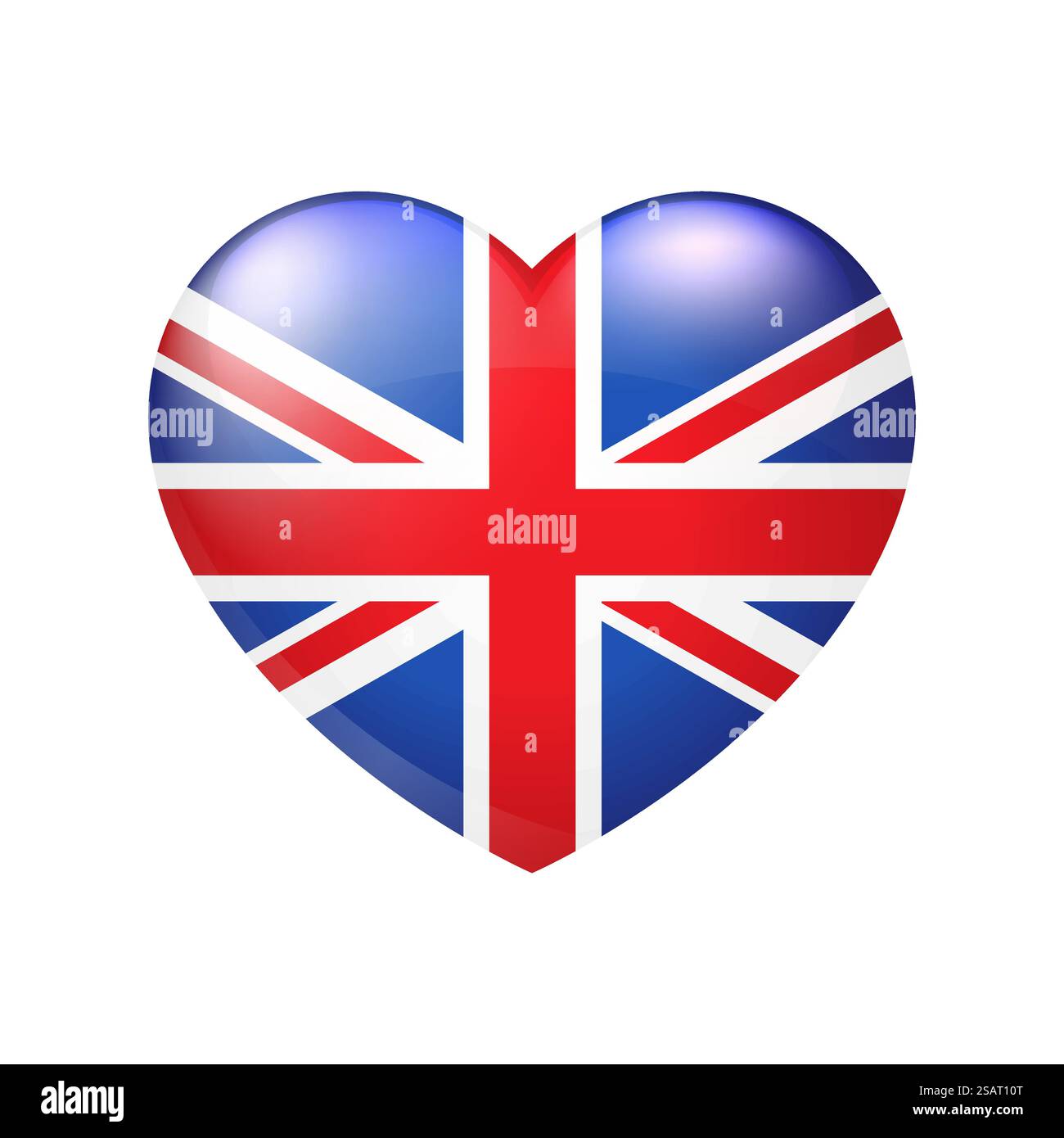 Vector United Kingdom UK Flag Heart icon. Great Britain glossy emblem ...