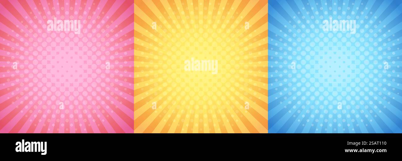 Abstract pop art comics background. Cartoon cover set. Retro stripped ...