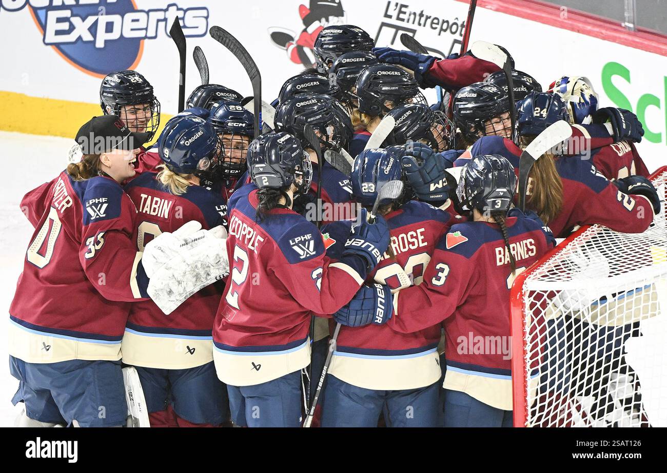 Laval, Canada. 30th Jan, 2025. Montreal Victoire players celebrate ...