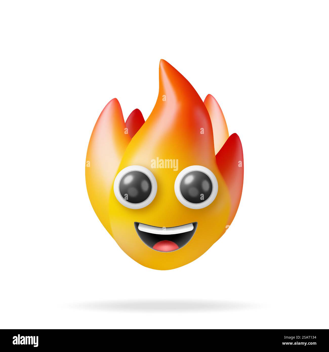 3d Fire Smile Flame Icon Isolated on White Background. Render Burning ...