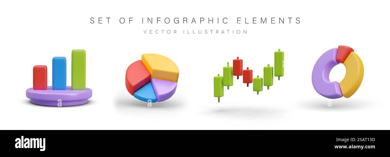 Set of realistic infographic elements in different style histogram hi ...