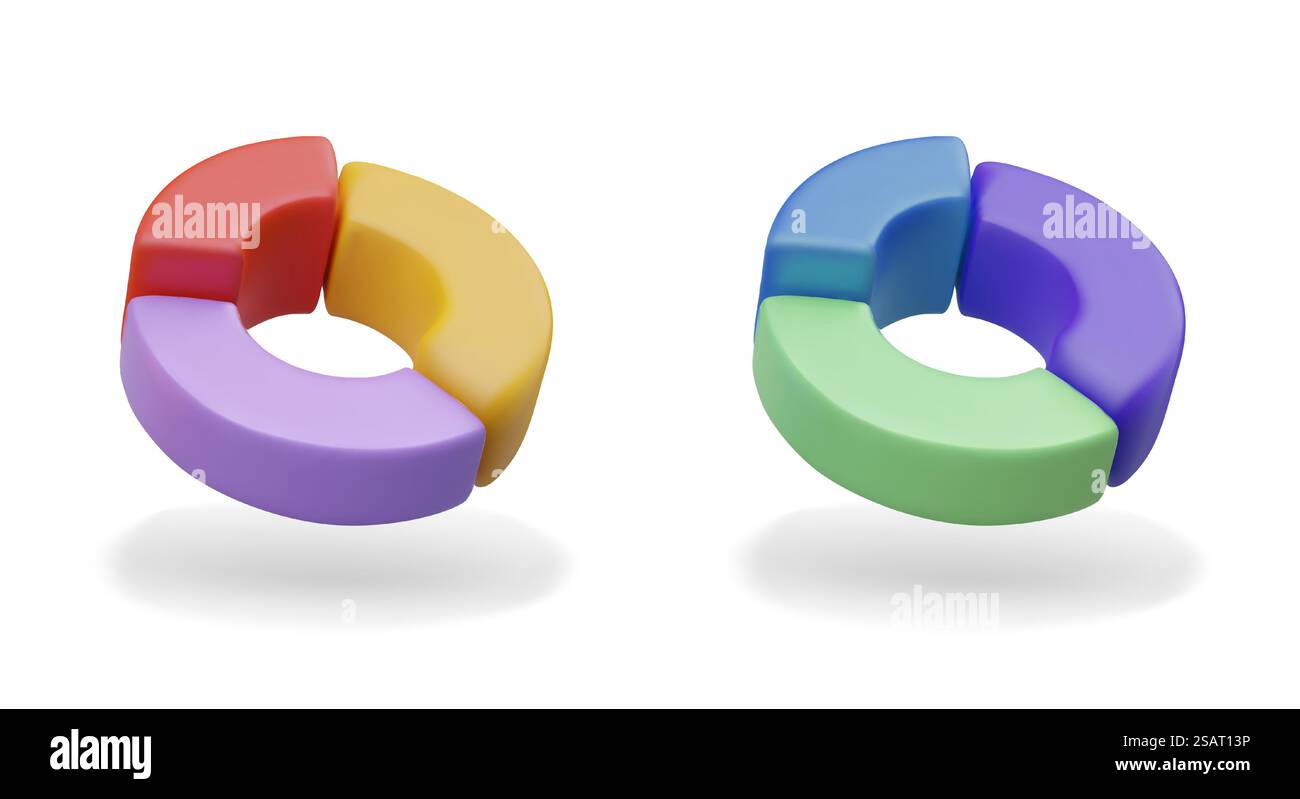 Pie donut chart. Visualization of process, statistics. Planning. Set of ...