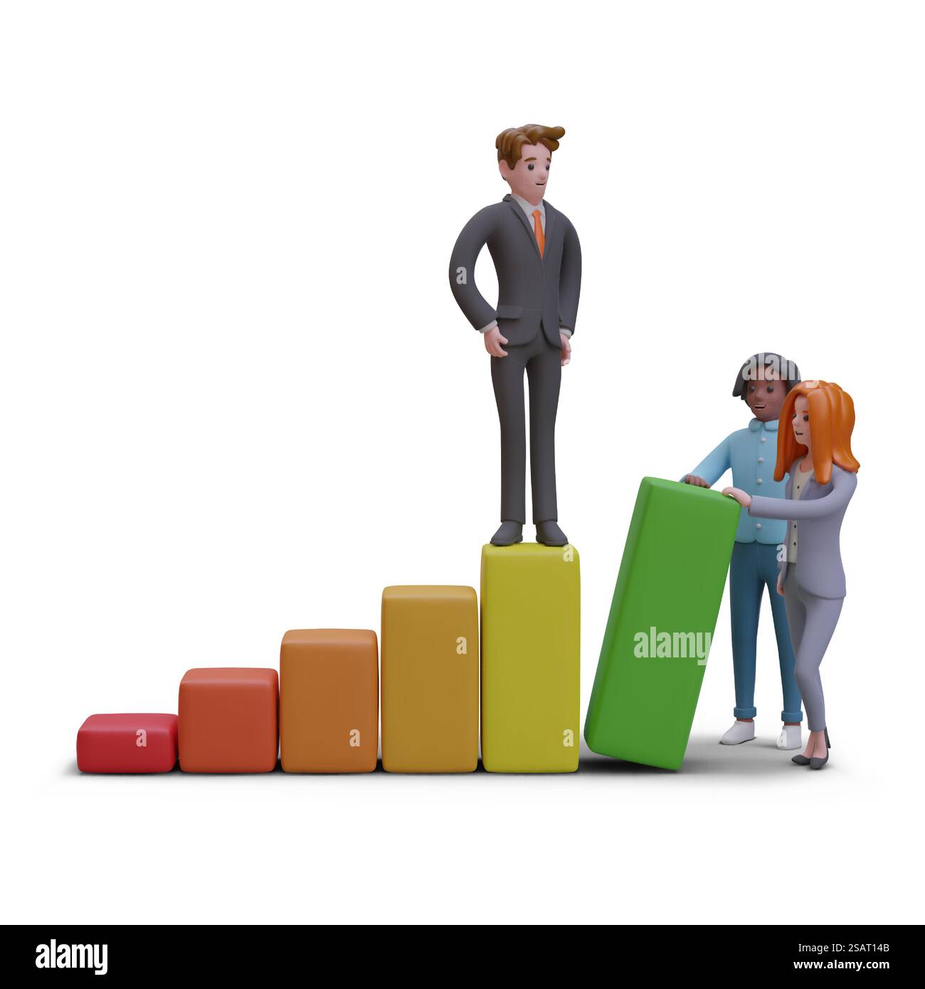 Team work. Coaches help clerk climb career ladder. Development at work ...