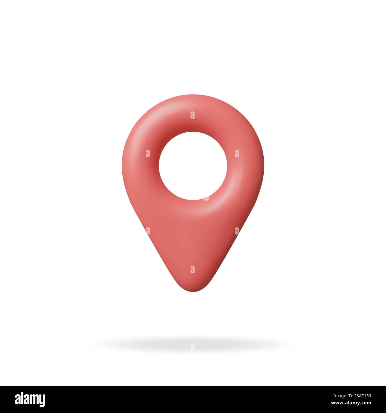 3D Location Map Pin Isolated on White. Render Red GPS Pointer Marker Icon. GPS and Navigation ...