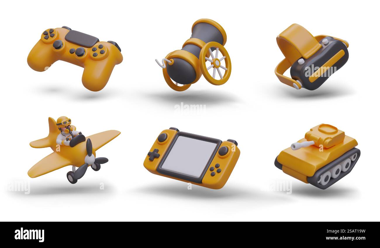 Concept of virtual reality. Digital games, simulation. 3D gamepad ...