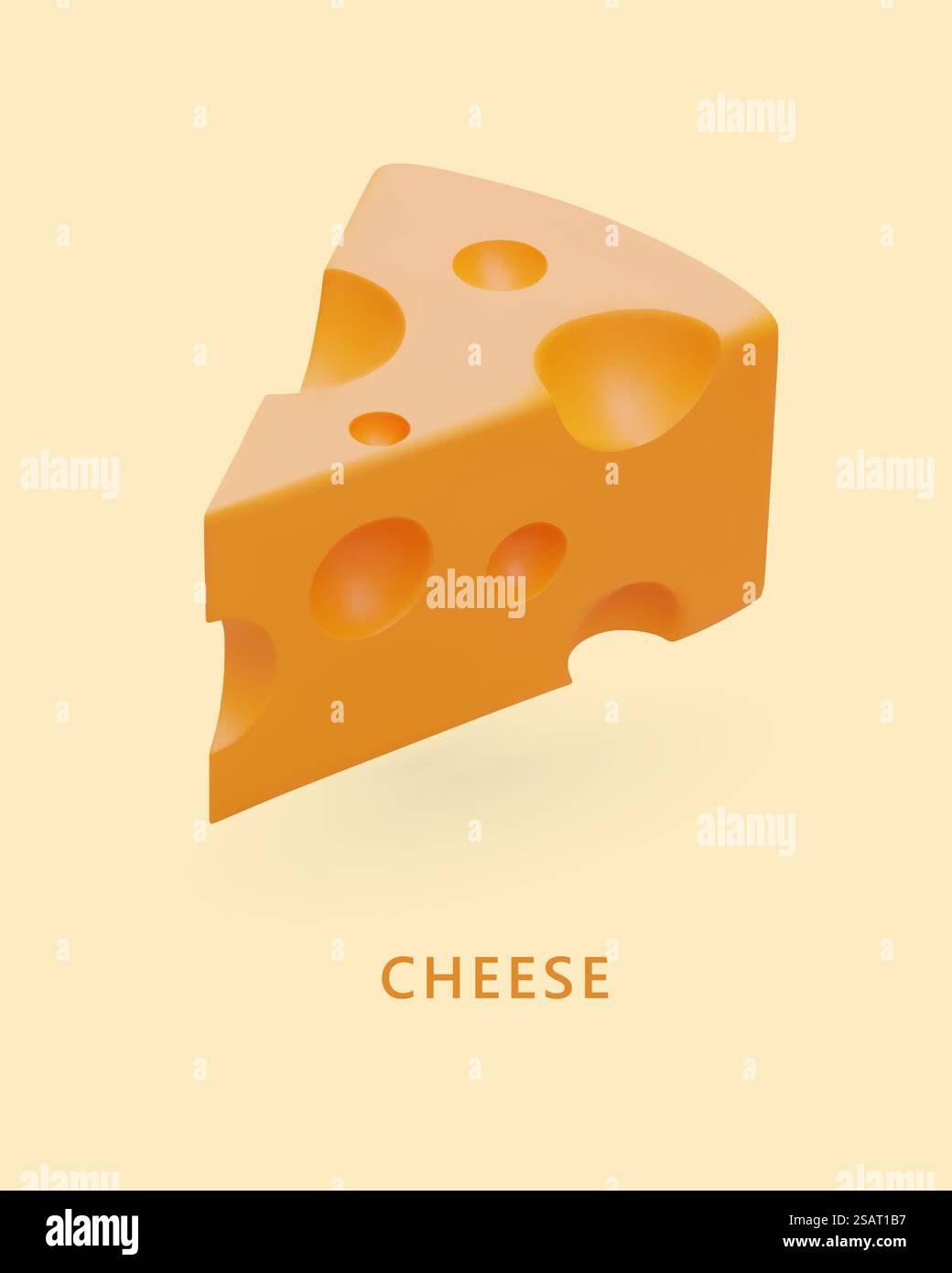 Triangular piece of hard cheese. Swiss cheese with holes. Natural dairy ...