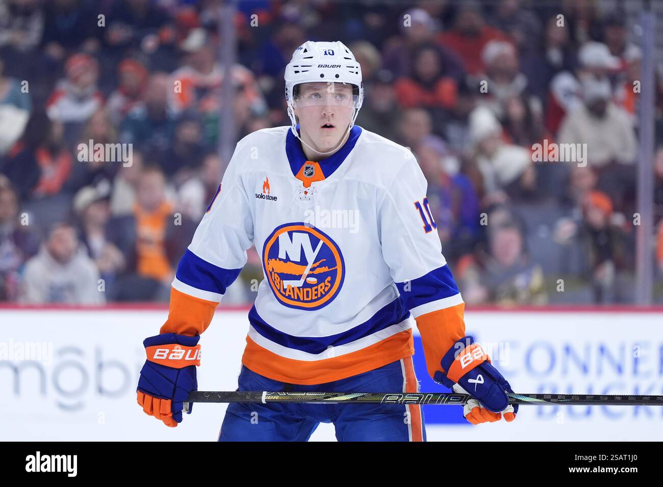 New York Islanders' Simon Holmstrom plays during an NHL hockey game ...