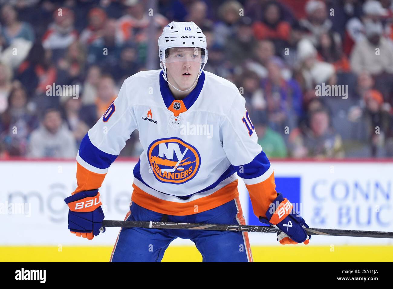 New York Islanders' Simon Holmstrom plays during an NHL hockey game ...