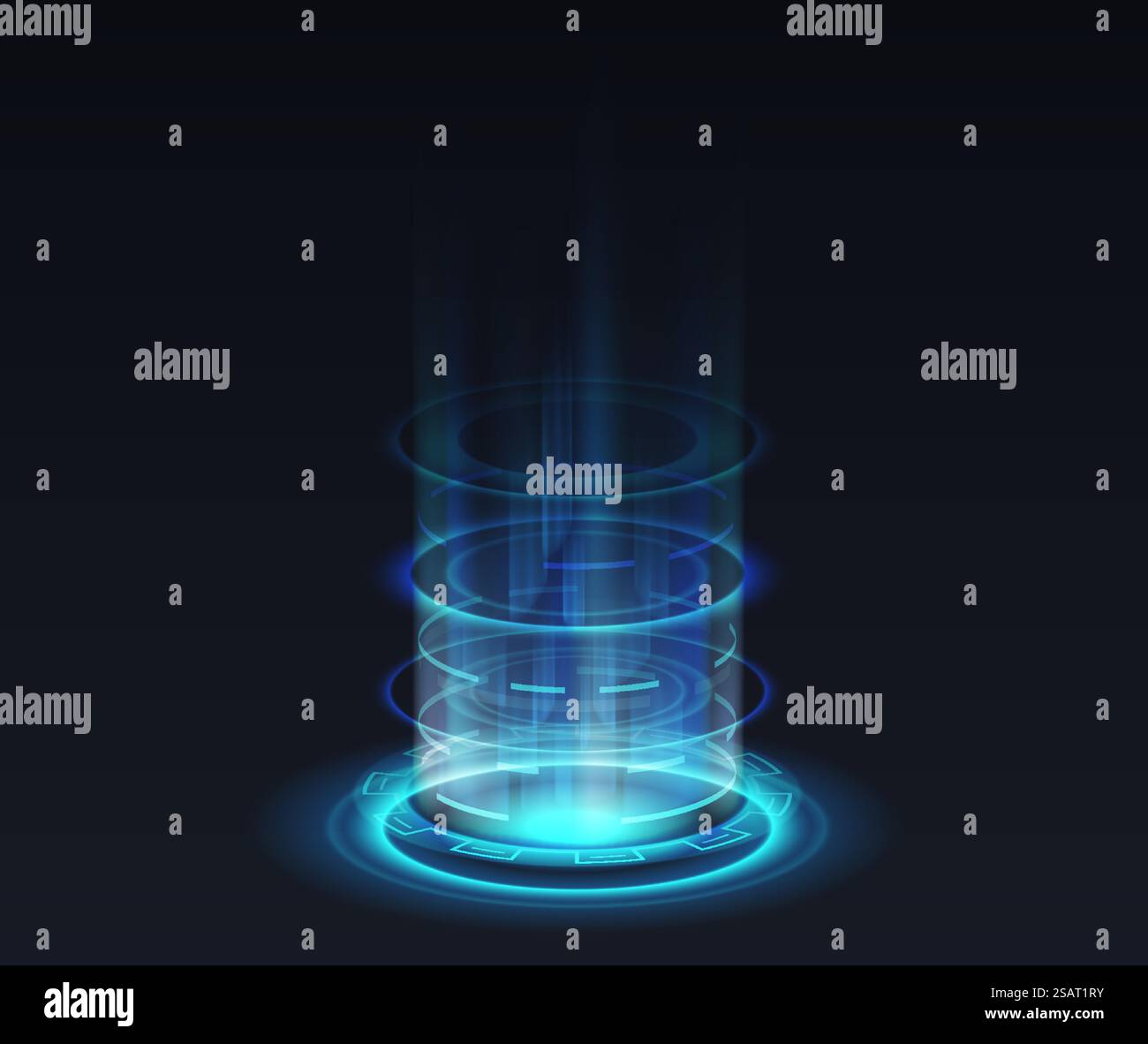 Opening of teleport podium realistic vector illustration. Magical aura ...