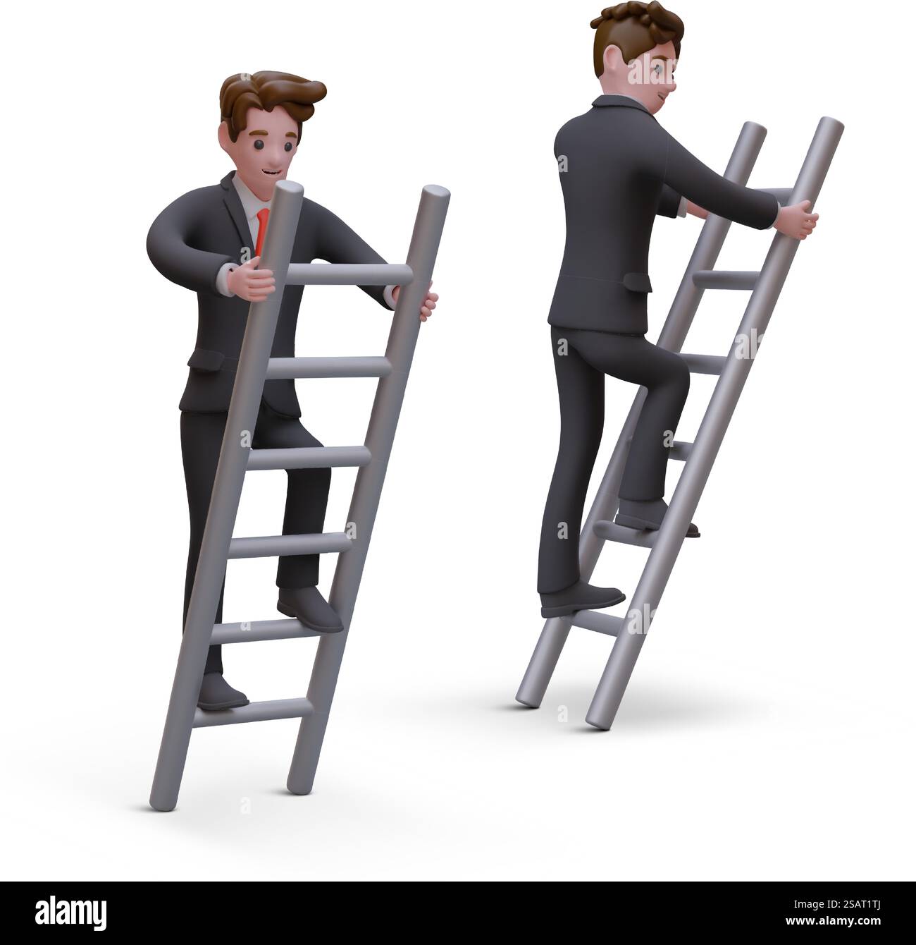 Office worker climbs career ladder. Transition to new position. Career ...