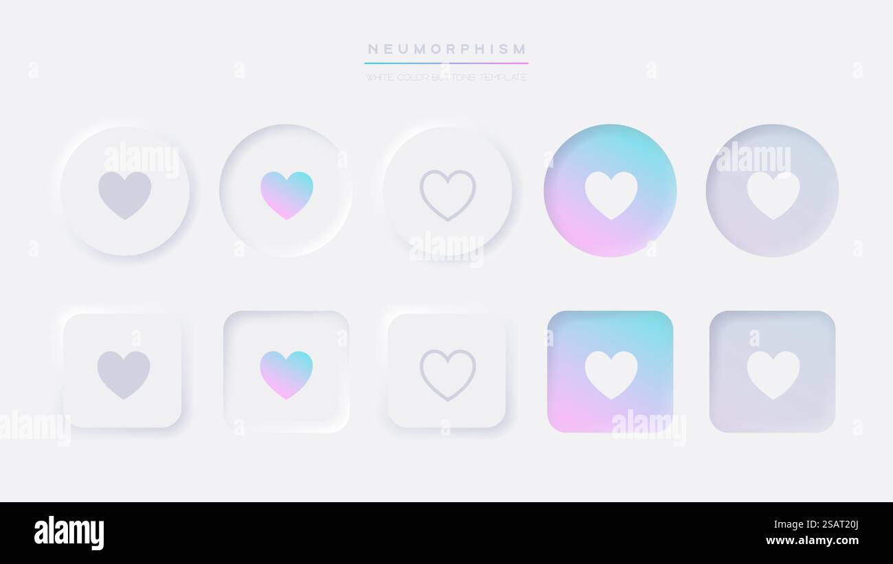 Like button in neumorphism style. Love icon for white ui ux design ...