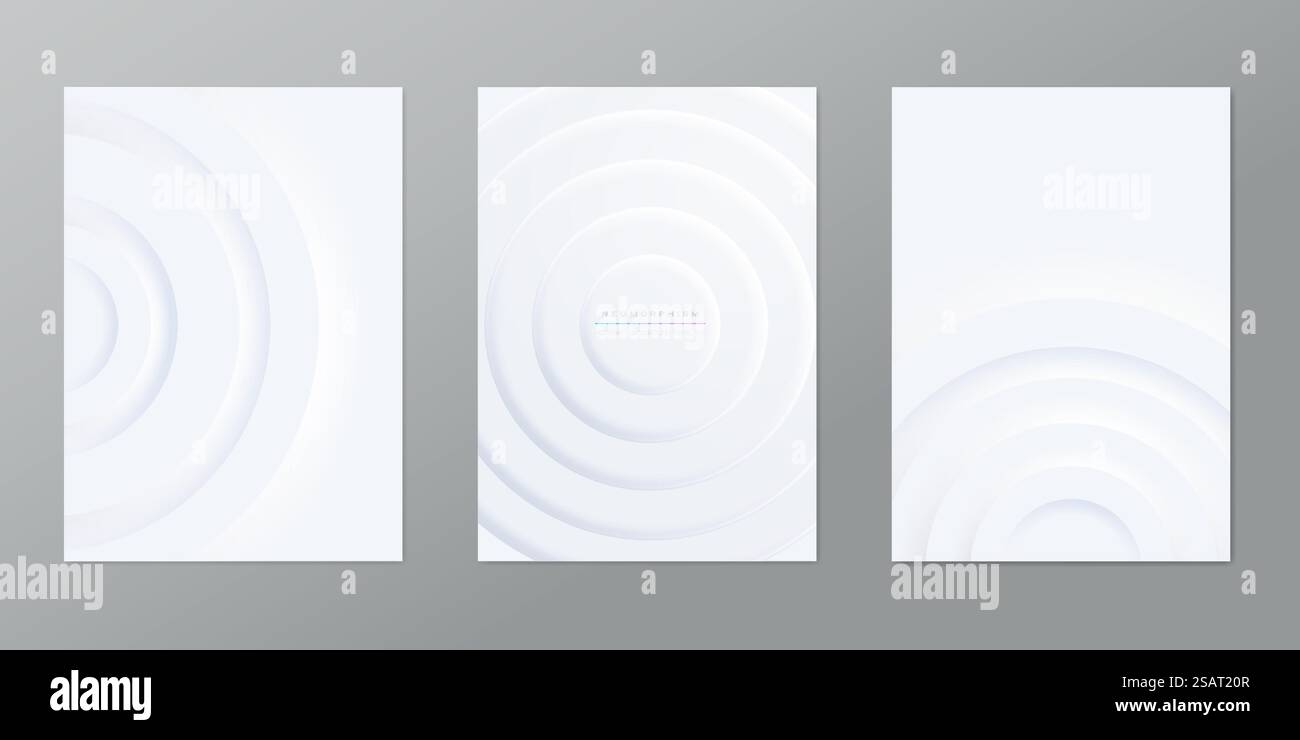 Abstract white backgrounds with Neumorphic Circles. Round geometric ...
