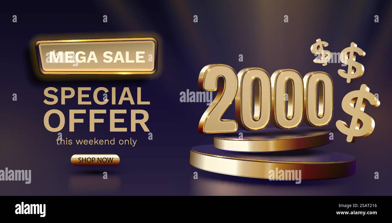 Coupon special voucher 2000 dollar, Check banner special offer. Vector ...