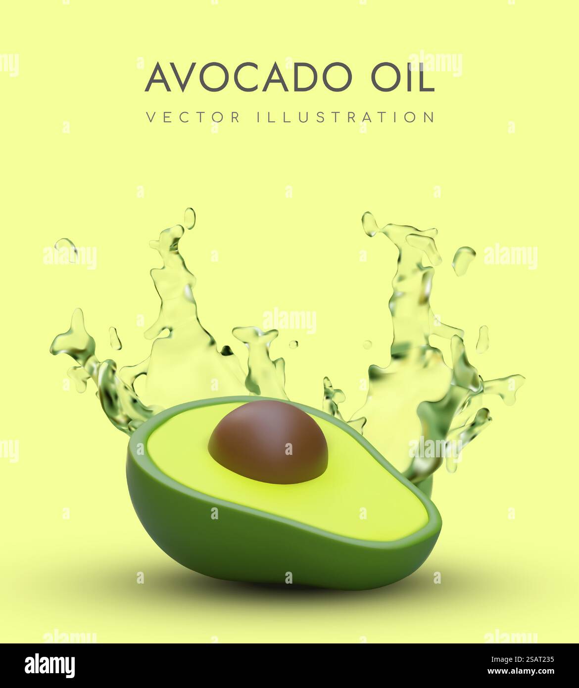 Vertical advertising of avocado oil. Realistic vector illustration ...
