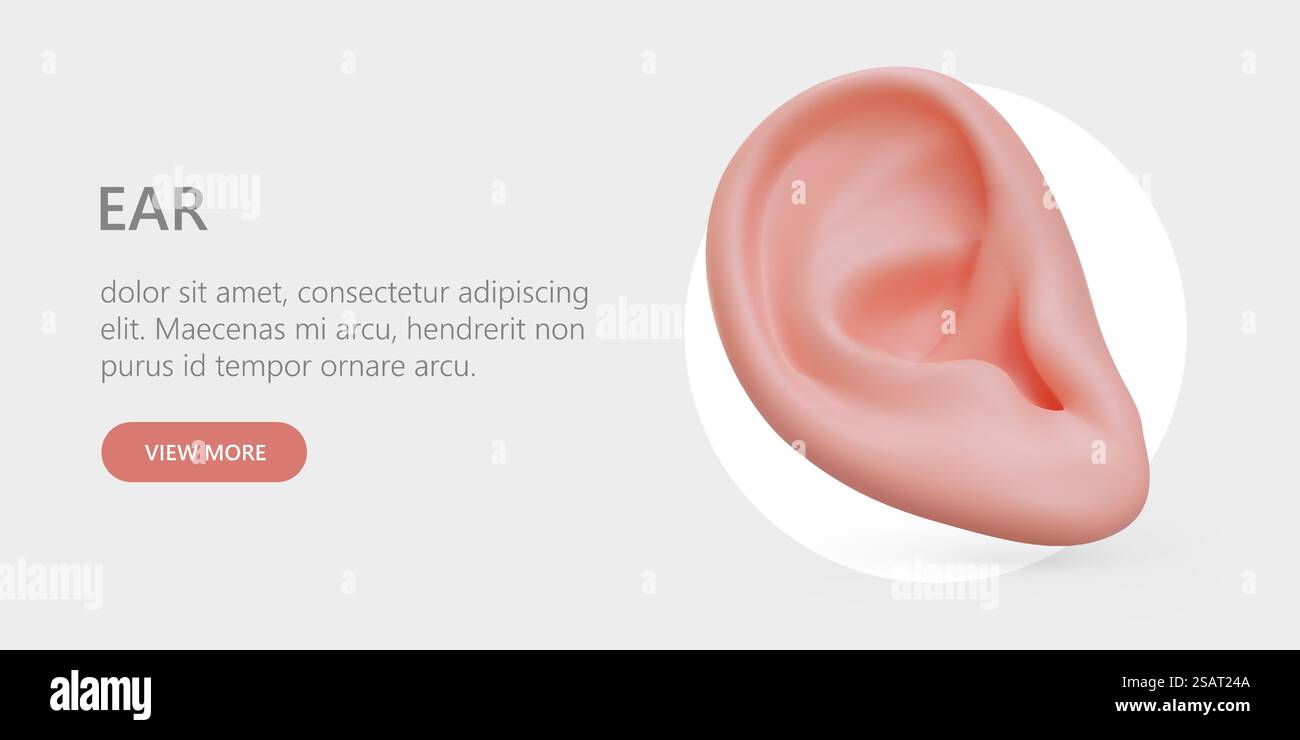 Realistic human ear. Help of otolaryngologist. Hearing test, audiometry ...
