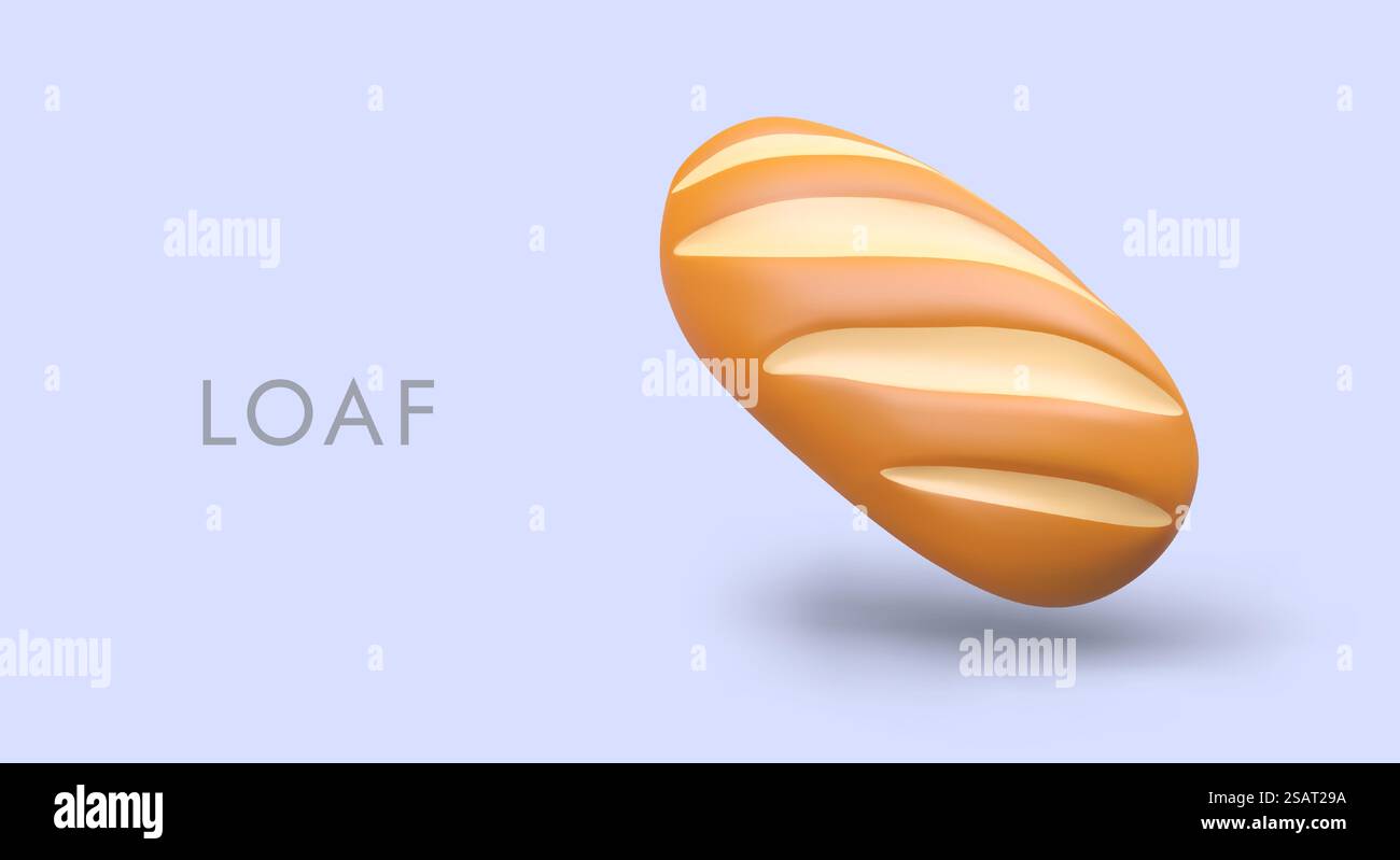 Oval realistic bread loaf with cuts. Yeast baking. Sourdough bread ...