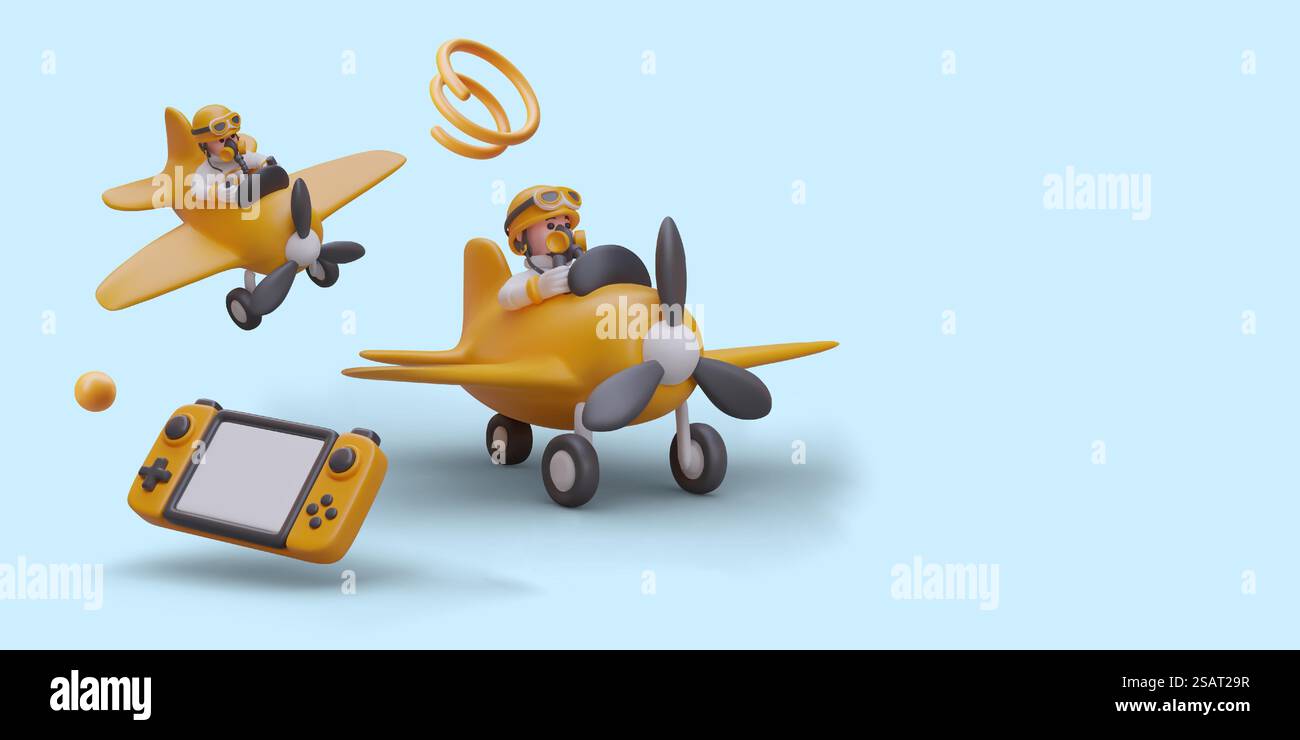 Airplane racing game in realistic 3d style. Pilots perform fly on ...