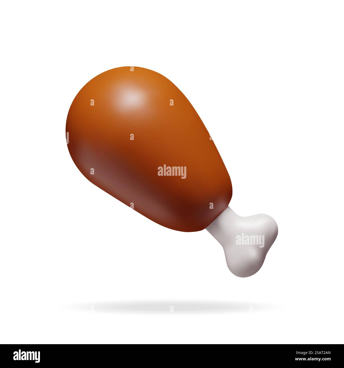 3D Fried Fresh Chicken Leg Isolated on White. Render Baked BBQ or ...