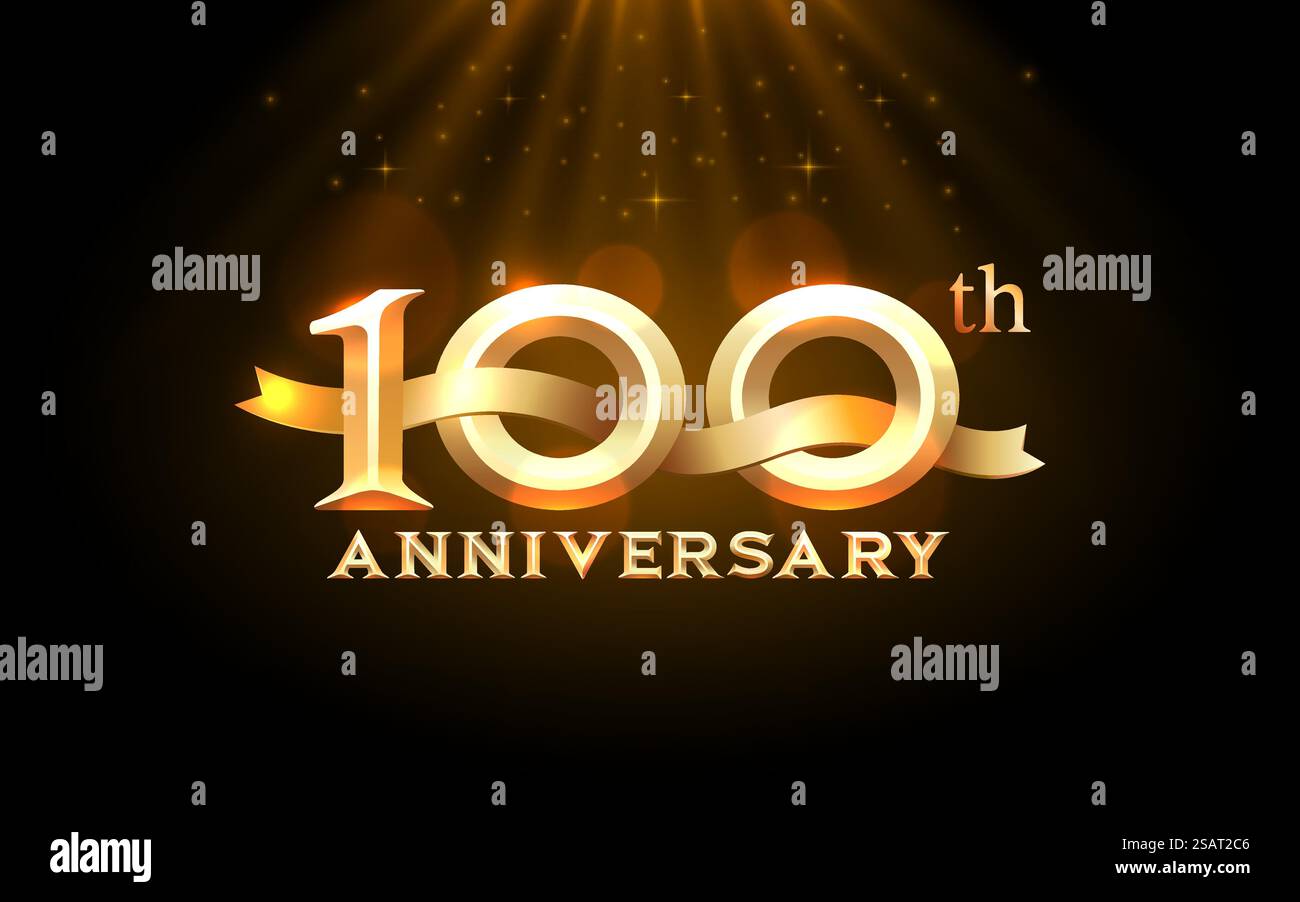 Anniversary 100th year, golden celebration, birthday event. Vector ...