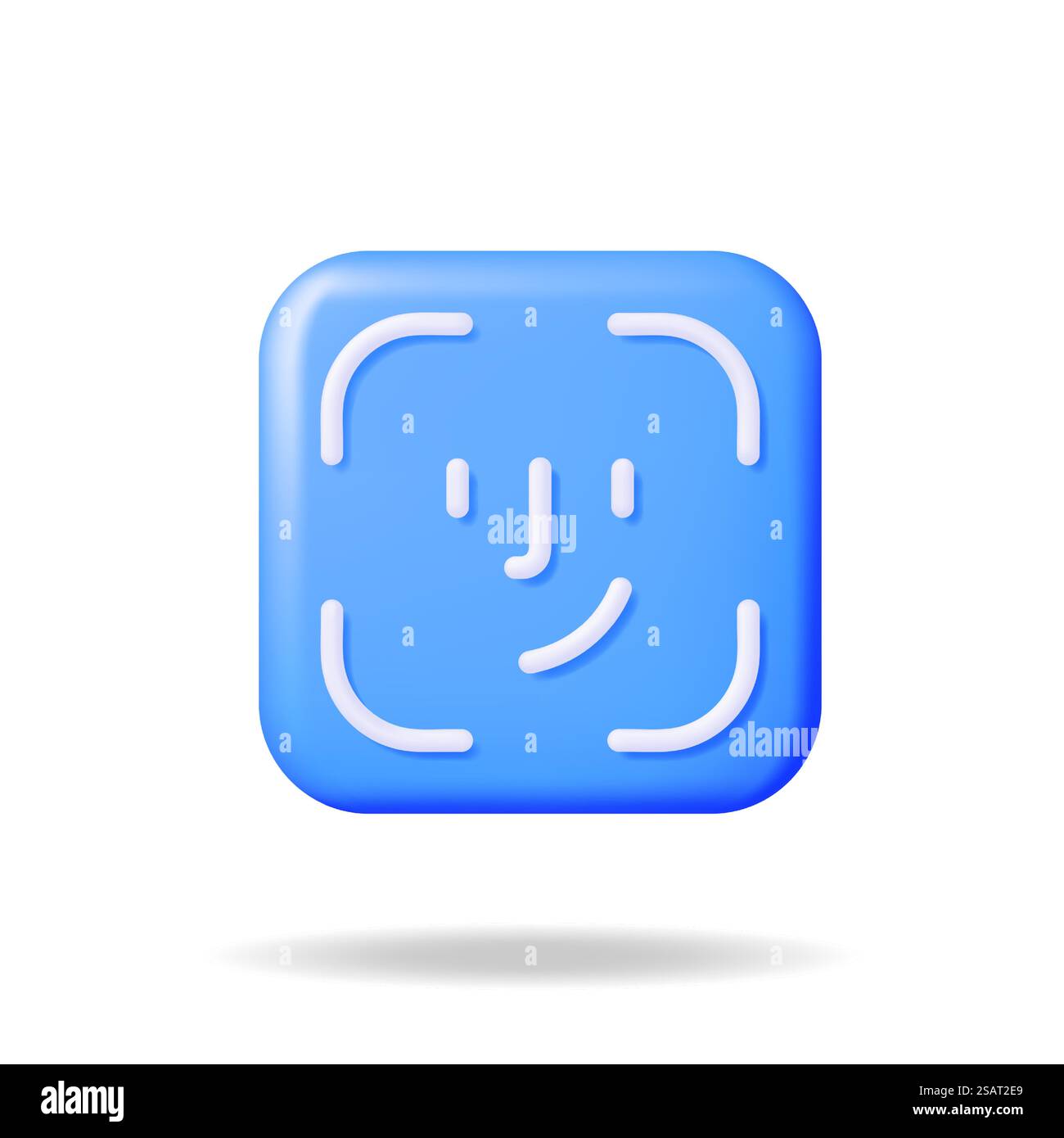 3D Face Recognition Icon Isolated. Render Biometric Face ID Recognition ...