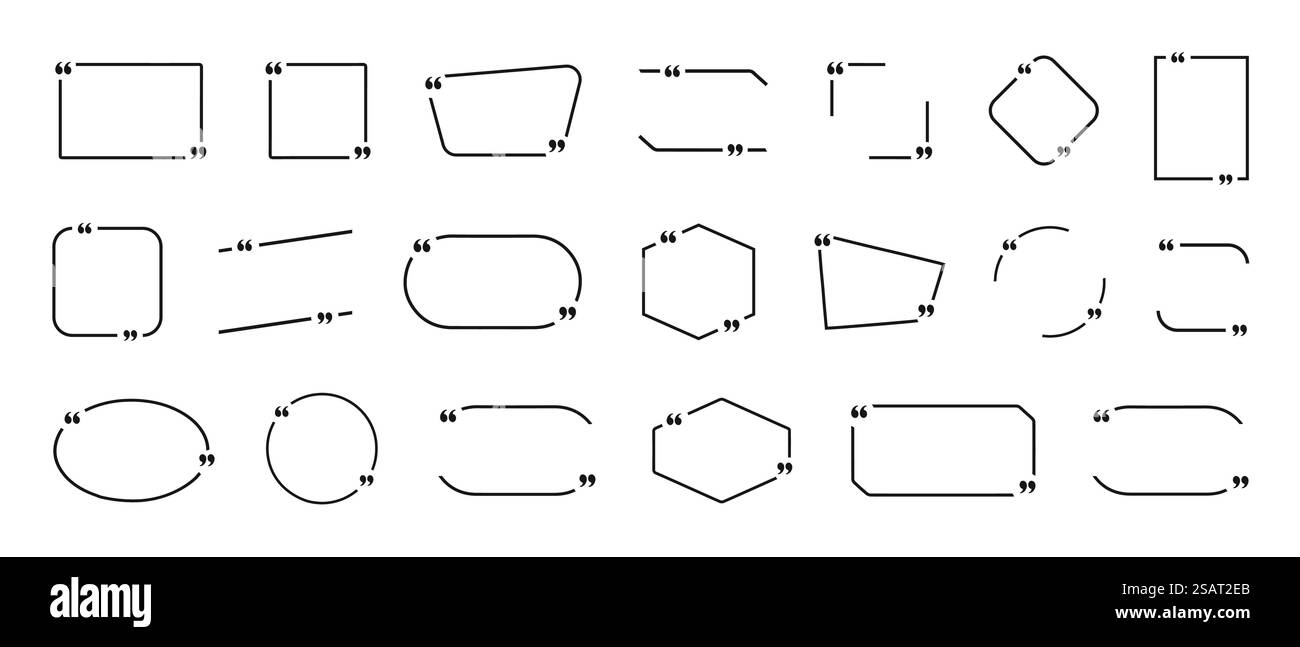 Quote frames vector set. Blank templates of speech quotation marks ...