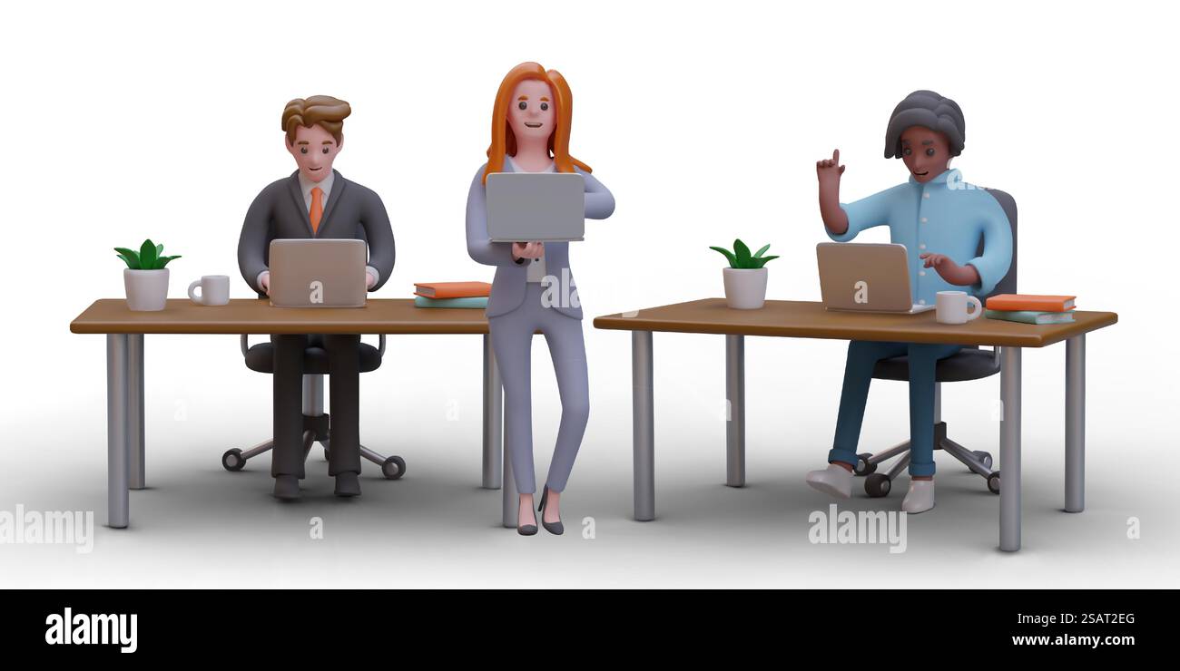 Realistic office workers in different poses. Male and female characters ...