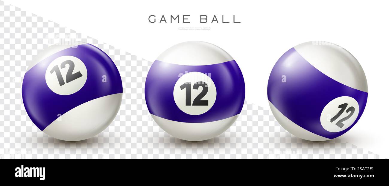 Billiard, purple pool ball with number 12 Snooker or lottery ball on ...
