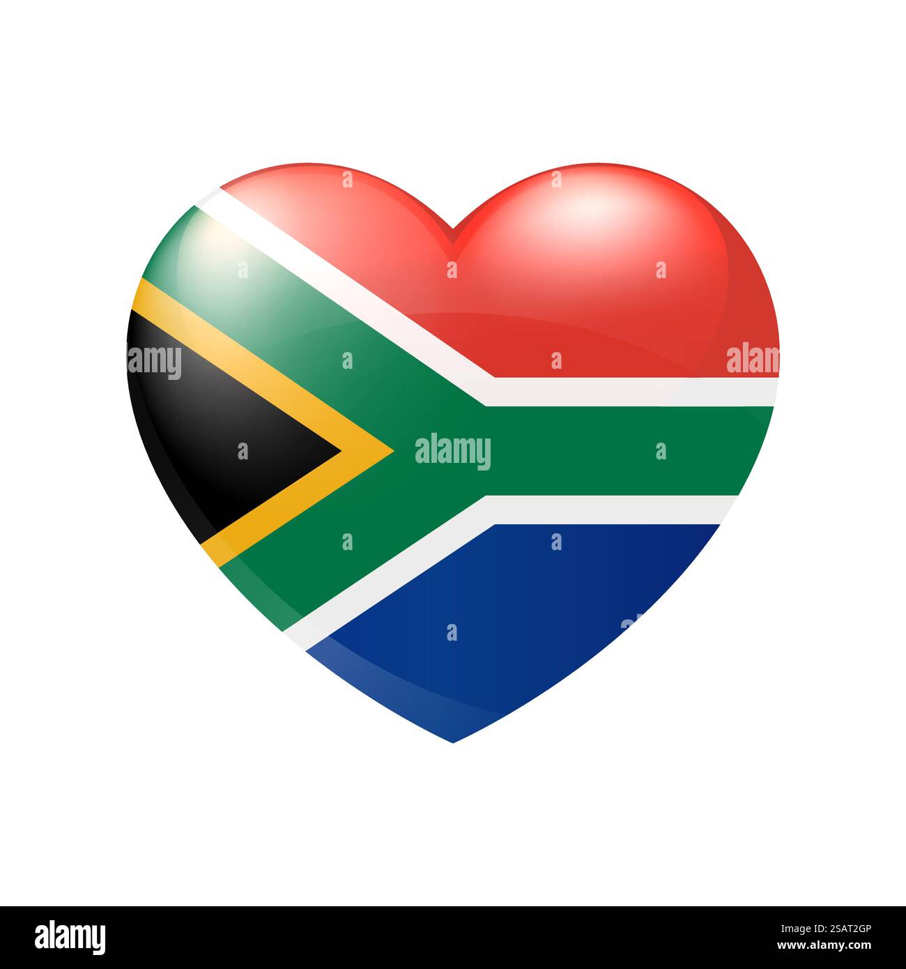 South Africa flag in heart. Vector emblem icon. Country love symbol ...