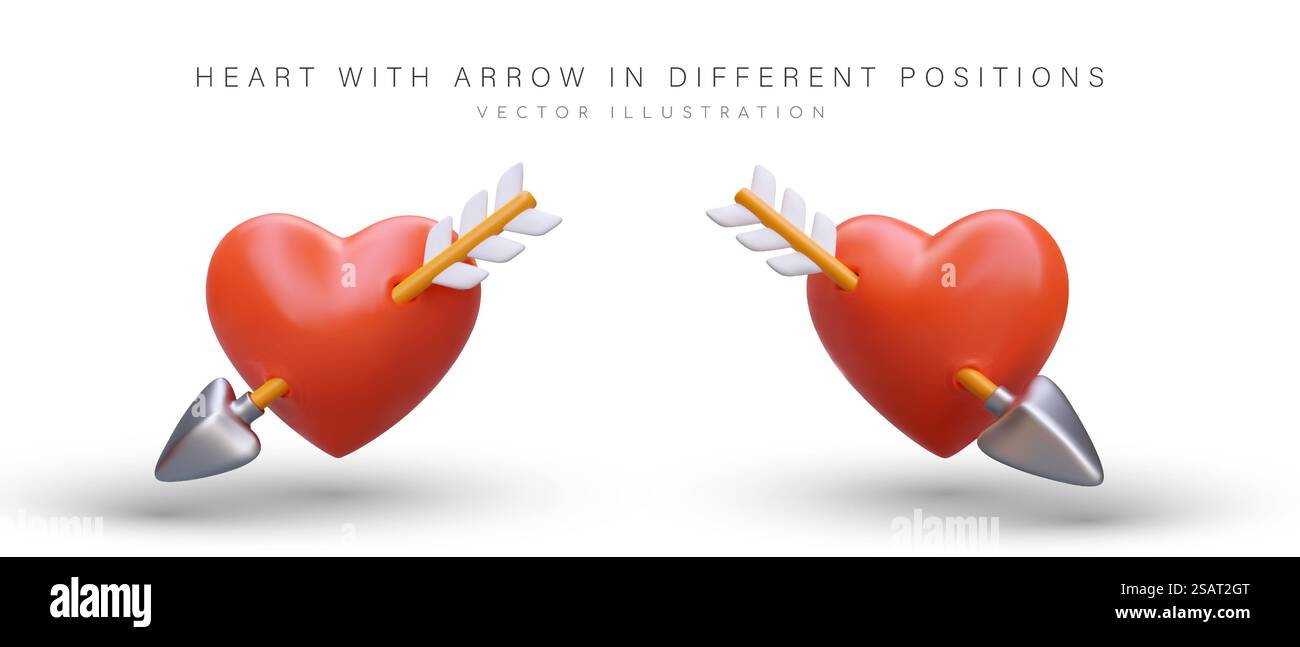 Heart is pierced by arrow. Cupid target, symbol of love. Vector object ...